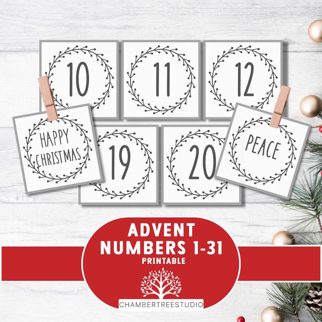 Advent Calendar Numbers, 1.5 & 2, DIY Advent Calendar Kit, Printable ...