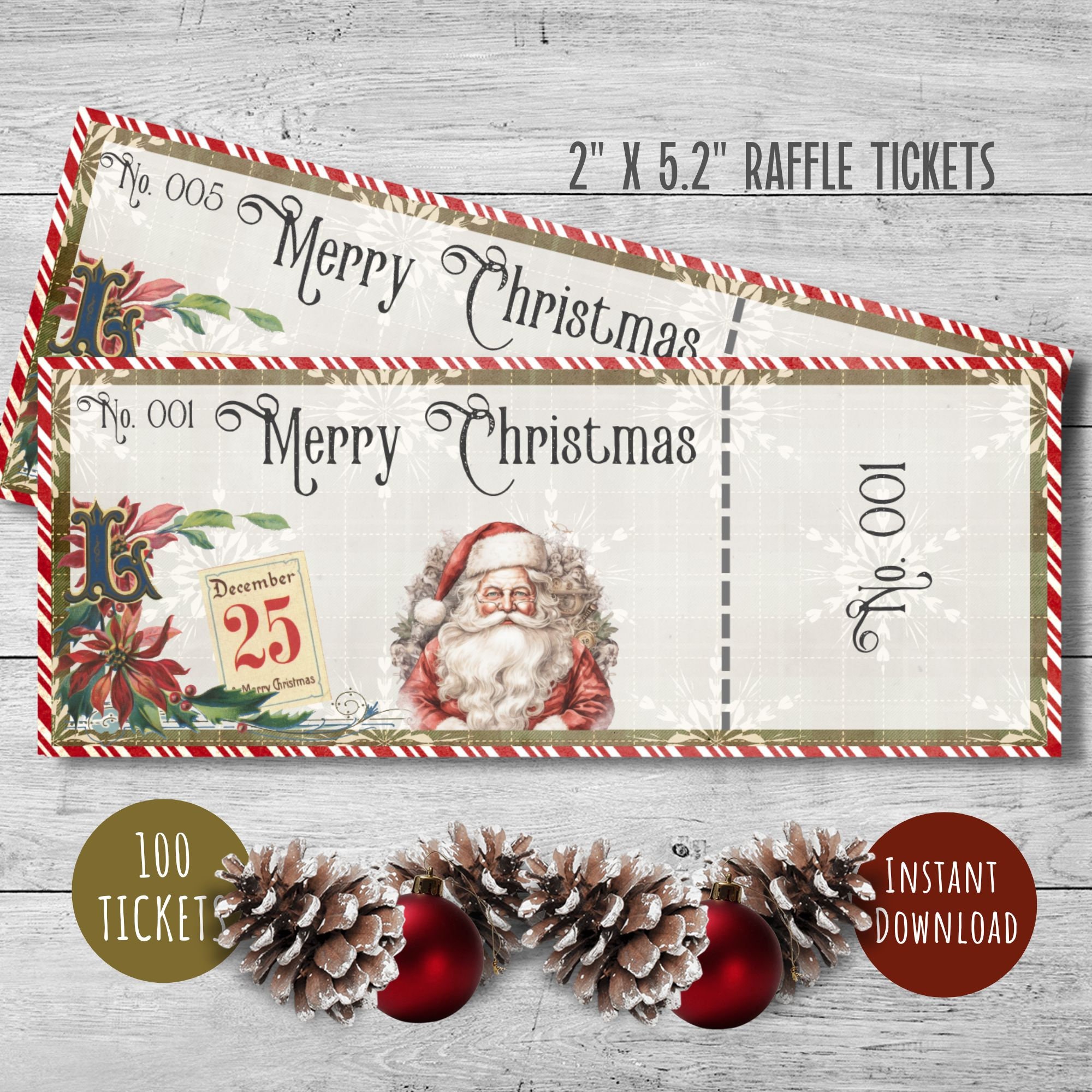 Christmas Raffle Tickets, School Fundraiser, Charity Event, Christmas ...