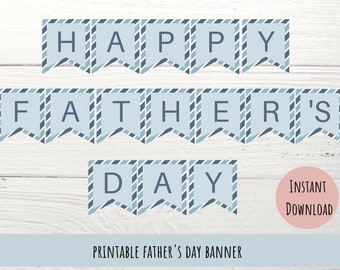 Happy Father's Day Banner, Printable Fathers Day Party Decorations ...
