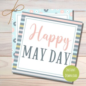 Happy May Day Tag, Spring Gift Tag, 2", 2.5" & 3" Sizes, Printable May ...