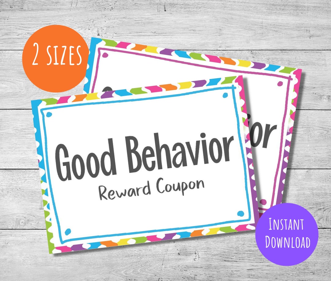 Kids Good Behavior Reward Coupon, Prize System Reward Tickets, Chore ...