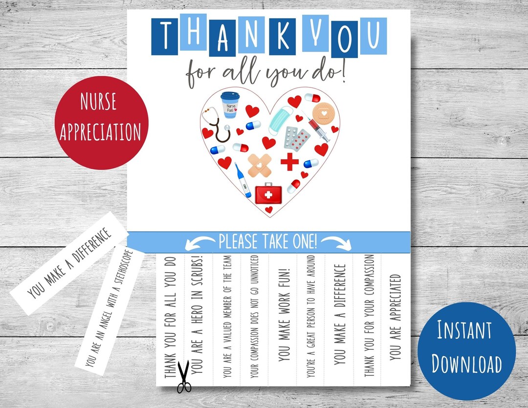 Nurses Week Thank You Sign, Tear off Flyer, Appreciation Sign ...