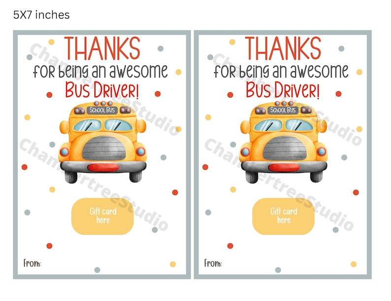 School Bus Driver Gift Card Holder, Printable School Bus Driver Safety ...