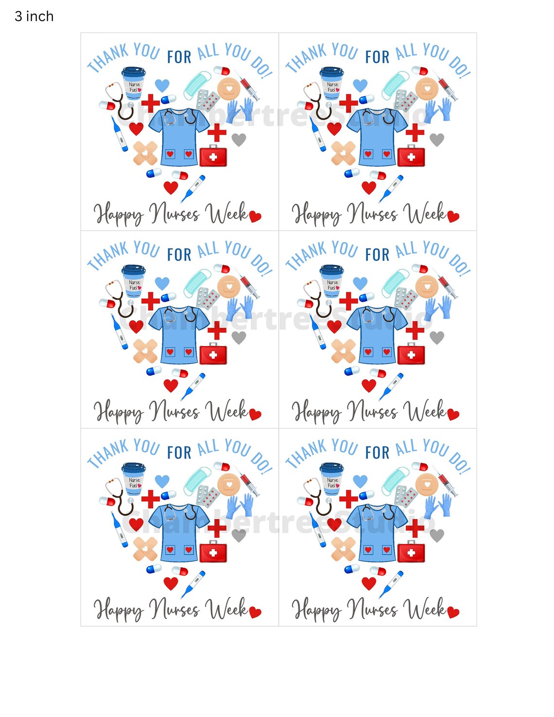 Nurse Week Appreciation Gift Tag, 3" and 4" Tags, Happy Nurses Week ...
