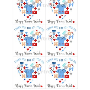 Nurse Week Appreciation Gift Tag, 3" and 4" Tags, Happy Nurses Week ...