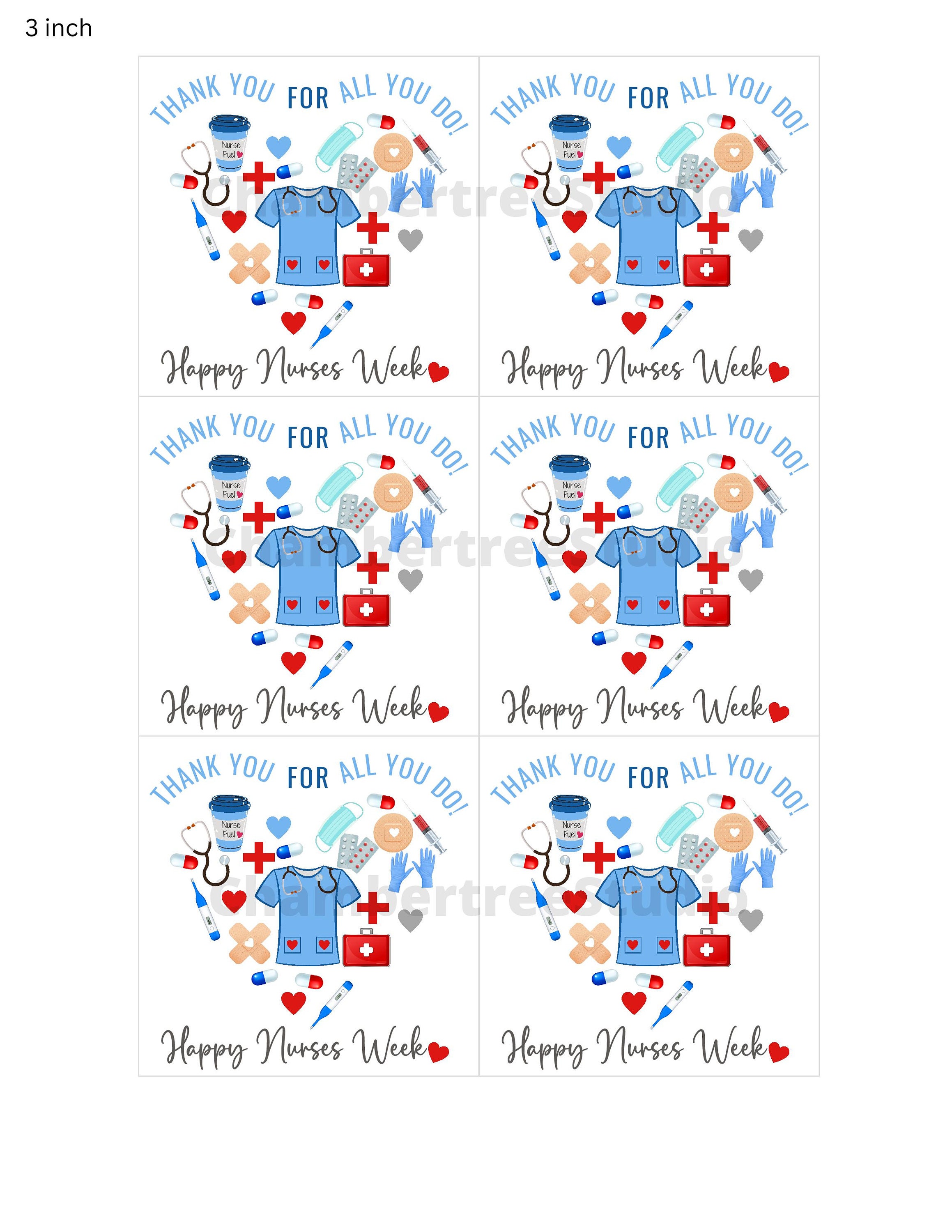 Nurse Week Appreciation Gift Tag, 3" and 4" Tags, Happy Nurses Week ...