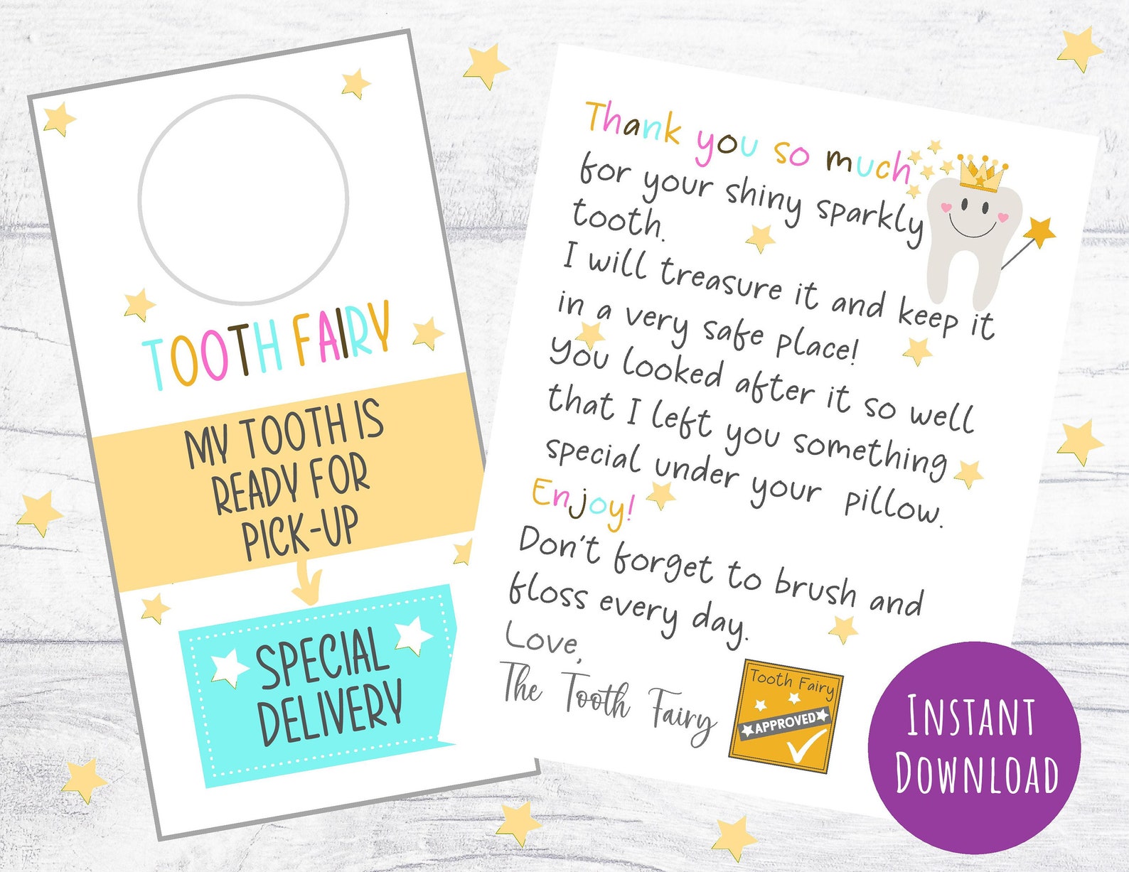 Tooth Fairy Letter Printable Tooth Note Door Hanger Fairy - Etsy