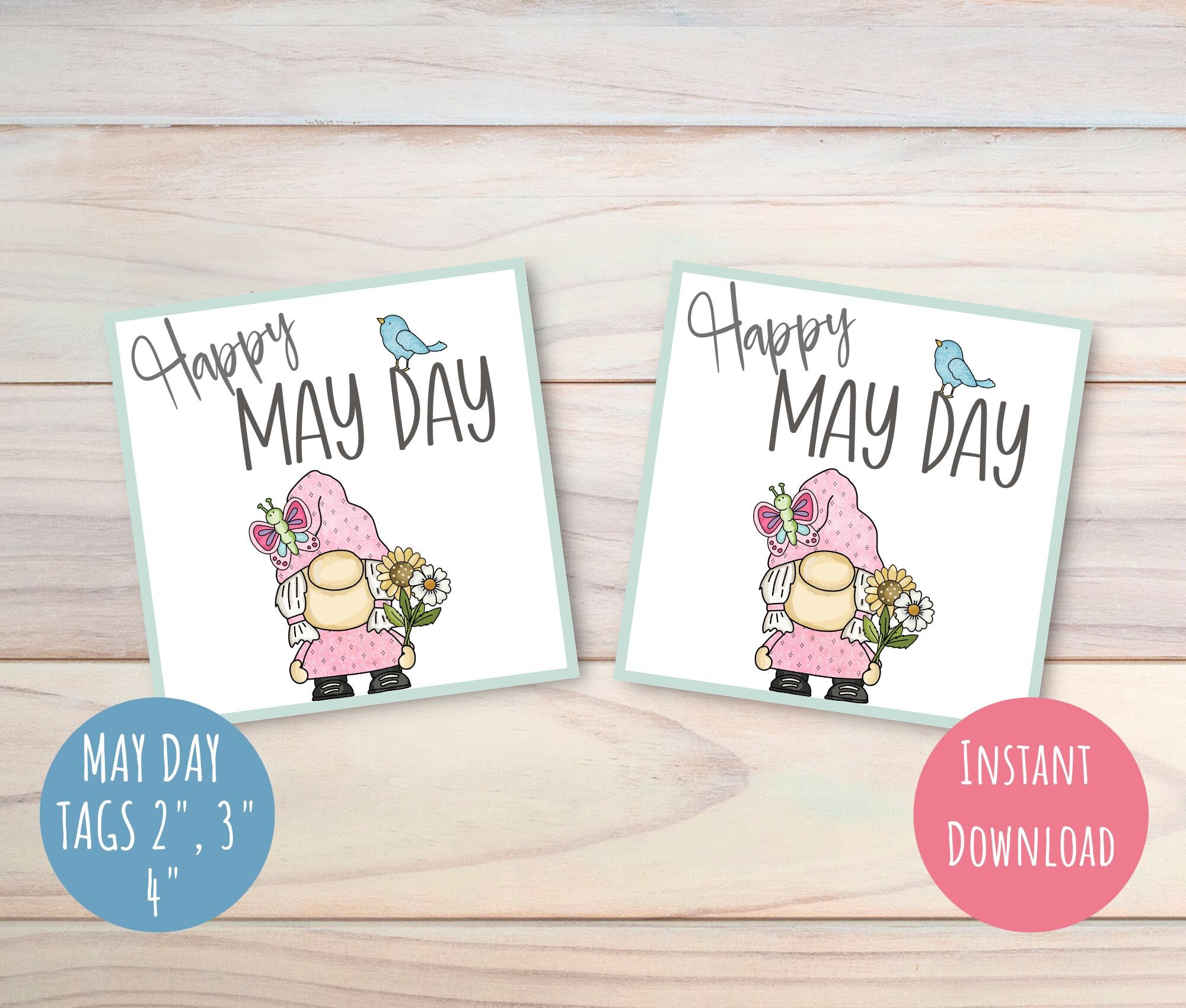 May Day Tags, Spring Gift Tag, 2", 3" & 4" Sizes, Printable May Day ...