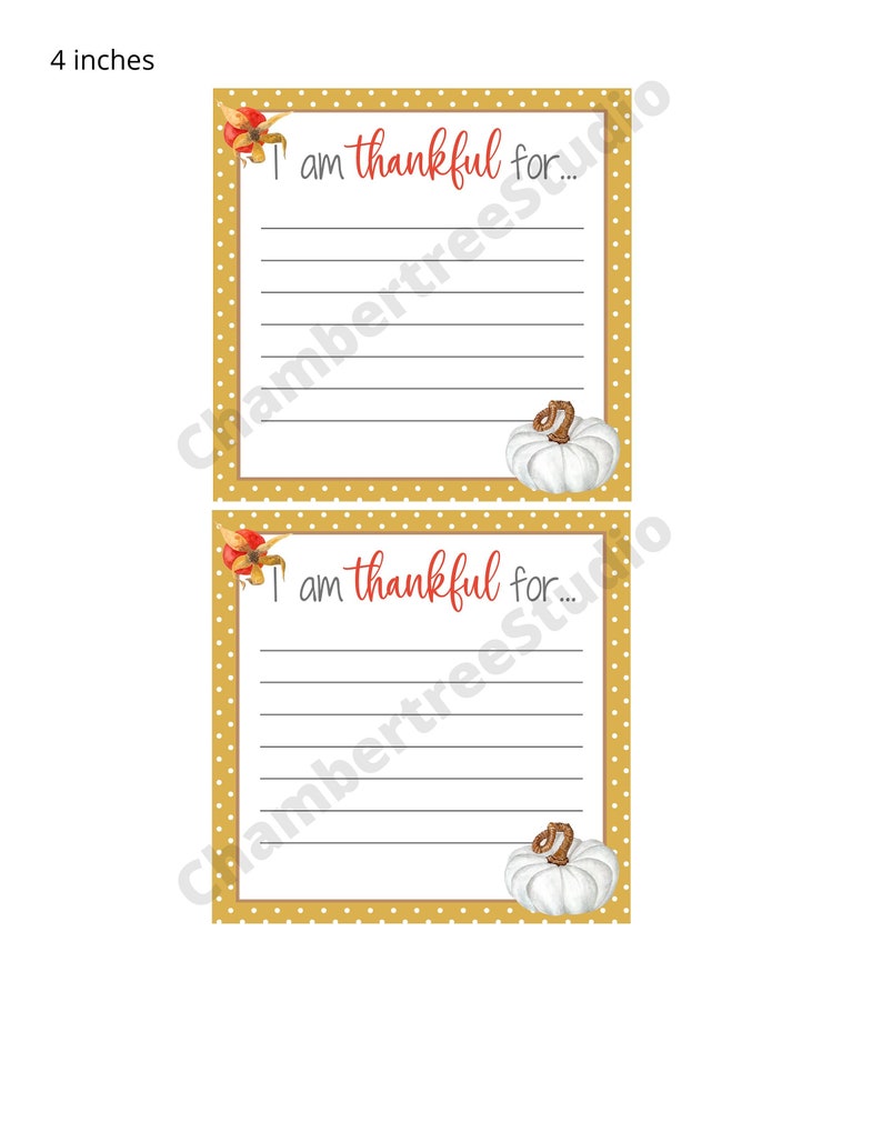 Thanksgiving Gratitude Cards Printable I Am Thankful for - Etsy