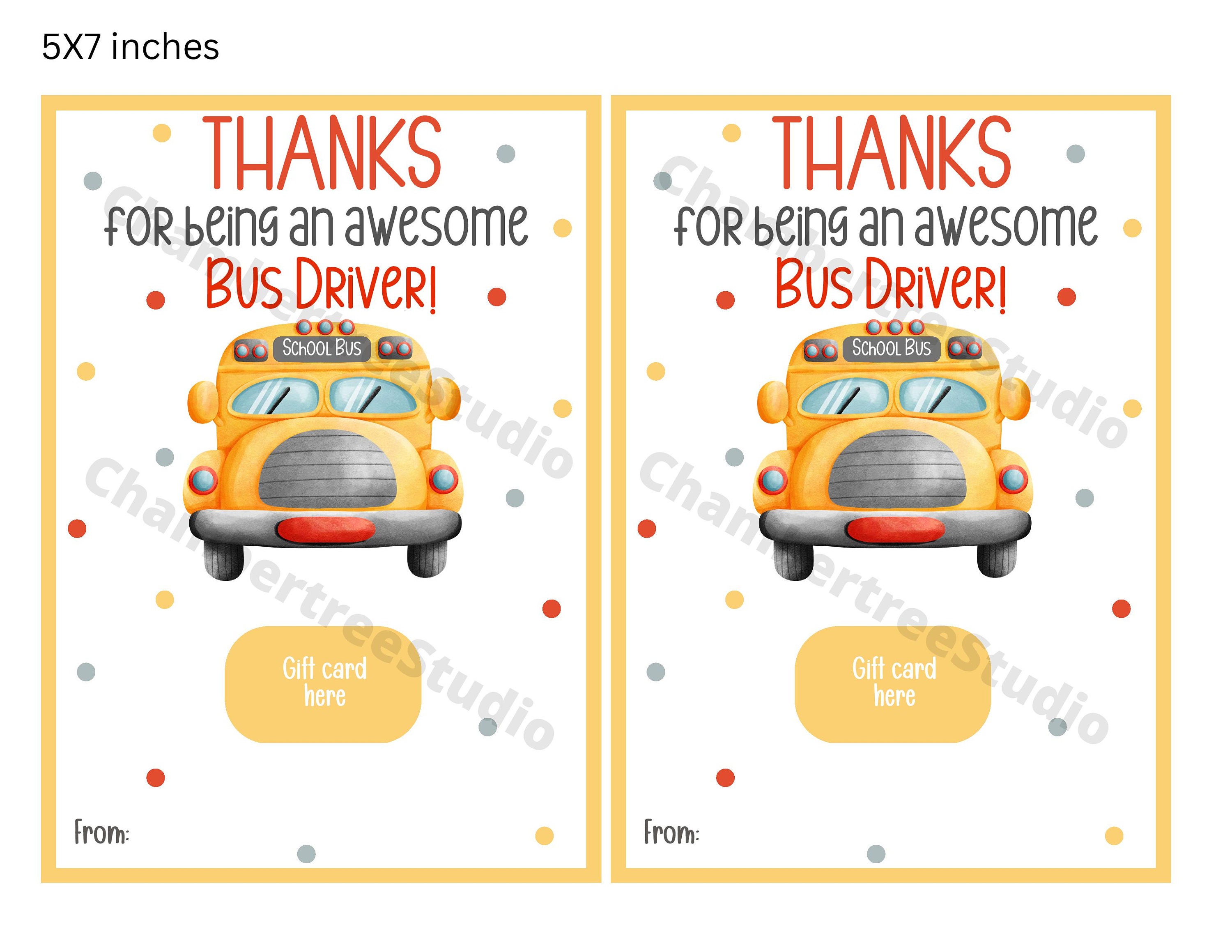 School Bus Driver Gift Card Holder, Printable School Bus Driver Safety ...
