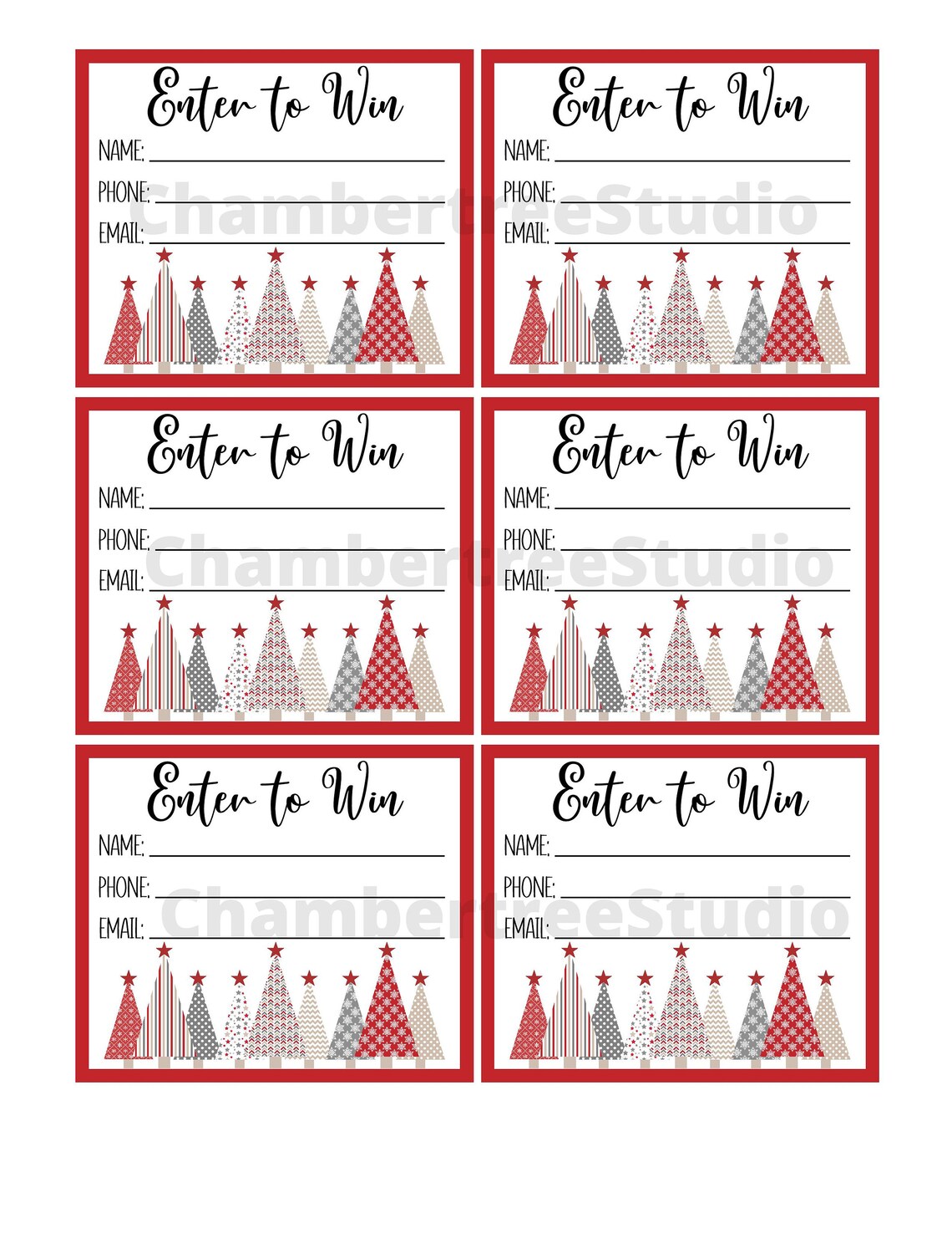 Christmas Enter to Win Tickets, 3x3.5 Size Cards, School Fundraiser ...