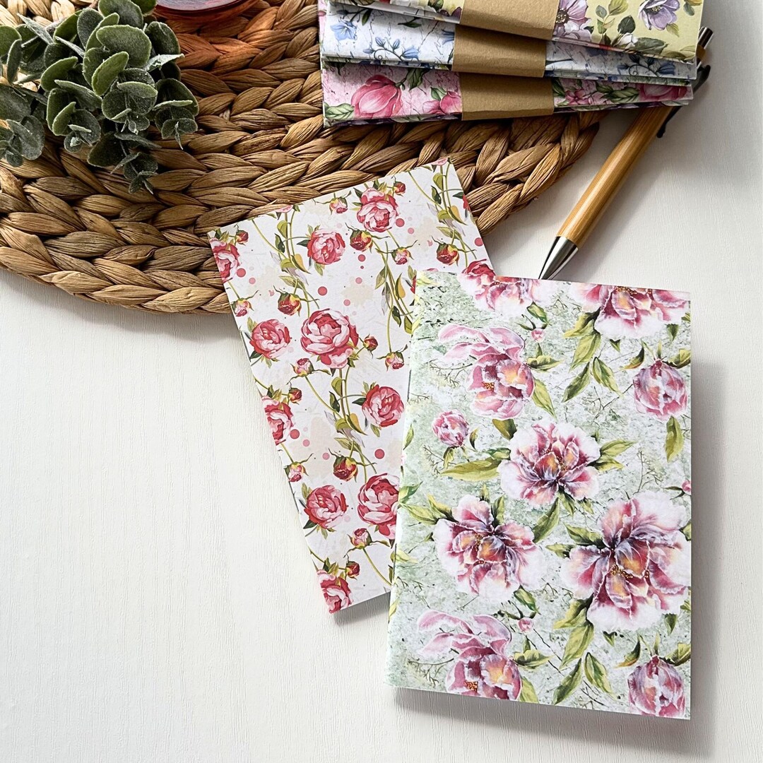Set of Two Mini Notebooks, Handmade Journaling Notebook, 20 Blank Page ...