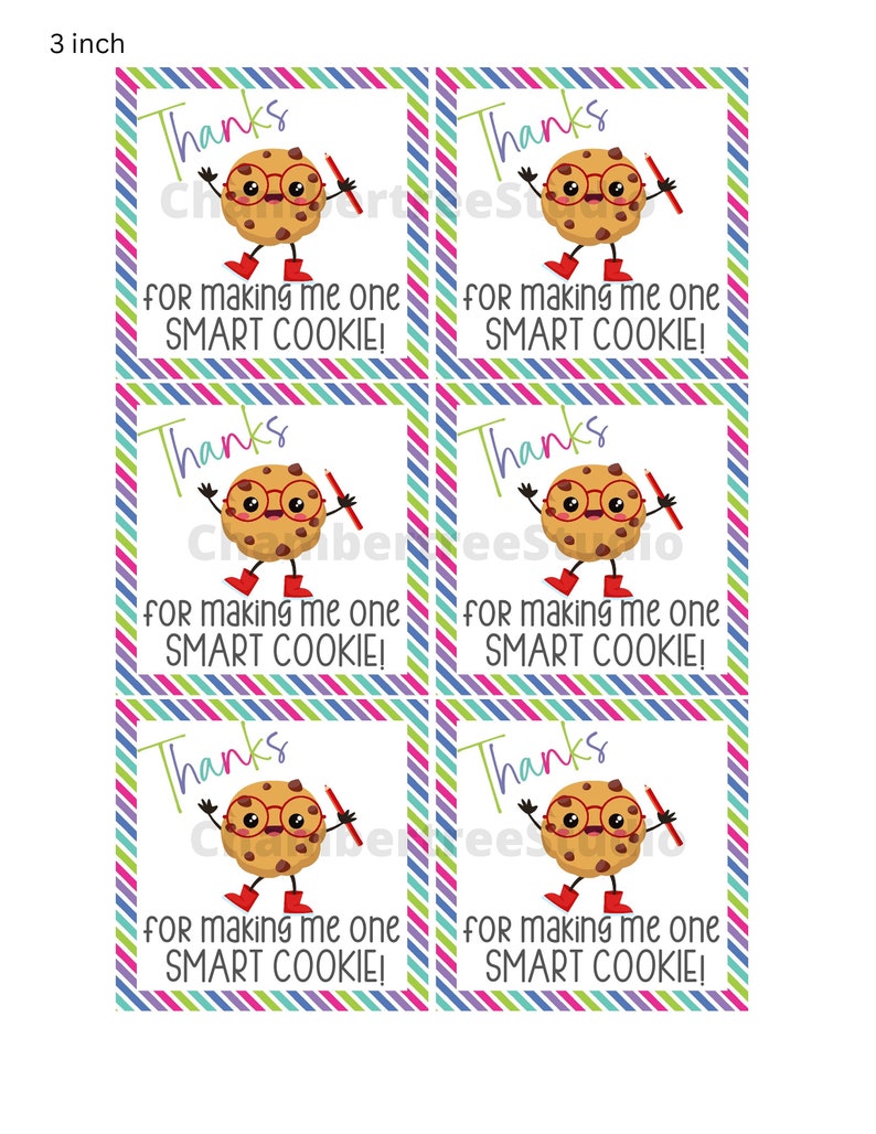Teacher Appreciation Week Gift Tag, Smart Cookie Tags, Printable School ...