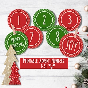 Advent Calendar Numbers, 2" Size, DIY Advent Calendar Kit, Printable ...