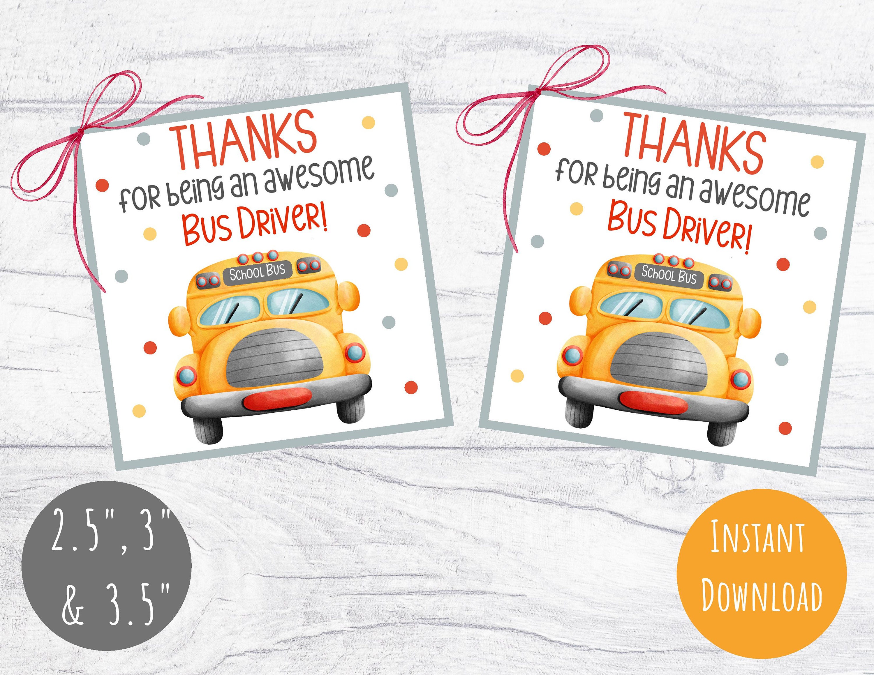 School Bus Driver Appreciation Gift Tag Printable Thank You - Etsy