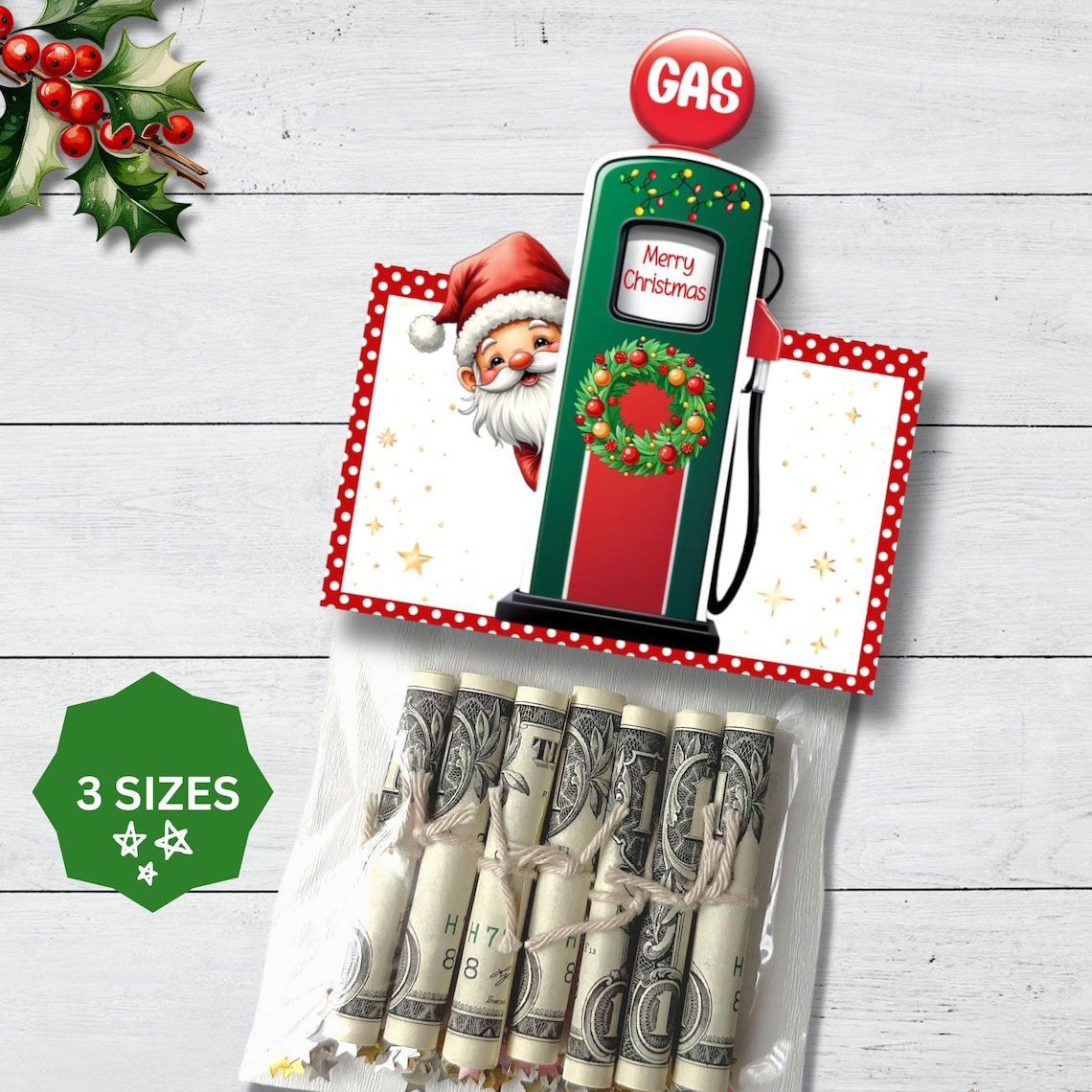 Christmas Gas Gift Card Holder, Holiday Cash Gift Tag, Money Gift Bag ...