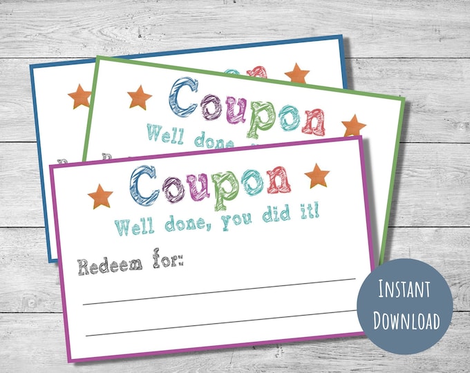 Printable Reward Cards, You Were Caught Cards, Good Behavior Coupons ...
