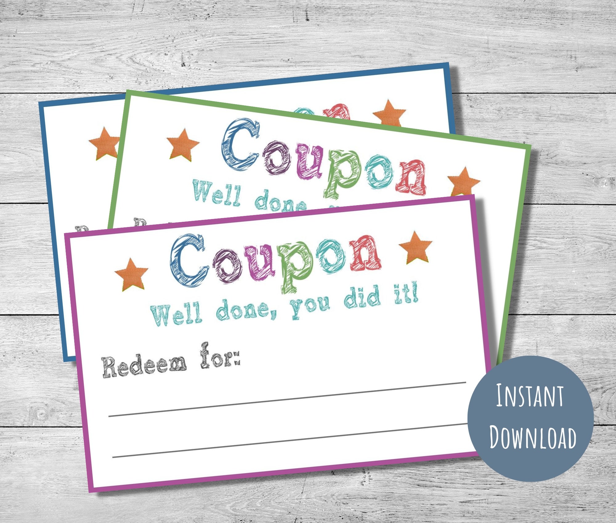 Reward Cards for Kids, Printable Good Behavior Coupons, Redeem Coupon ...