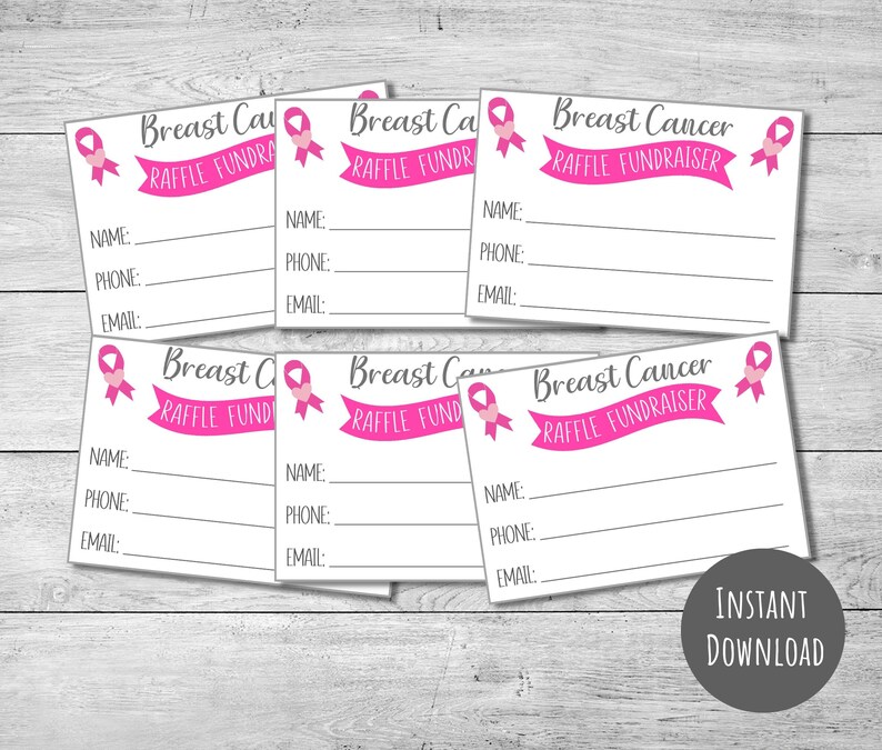 Breast Cancer Raffle Fundraiser Tickets, Pink Ribbon, Enter to Win ...