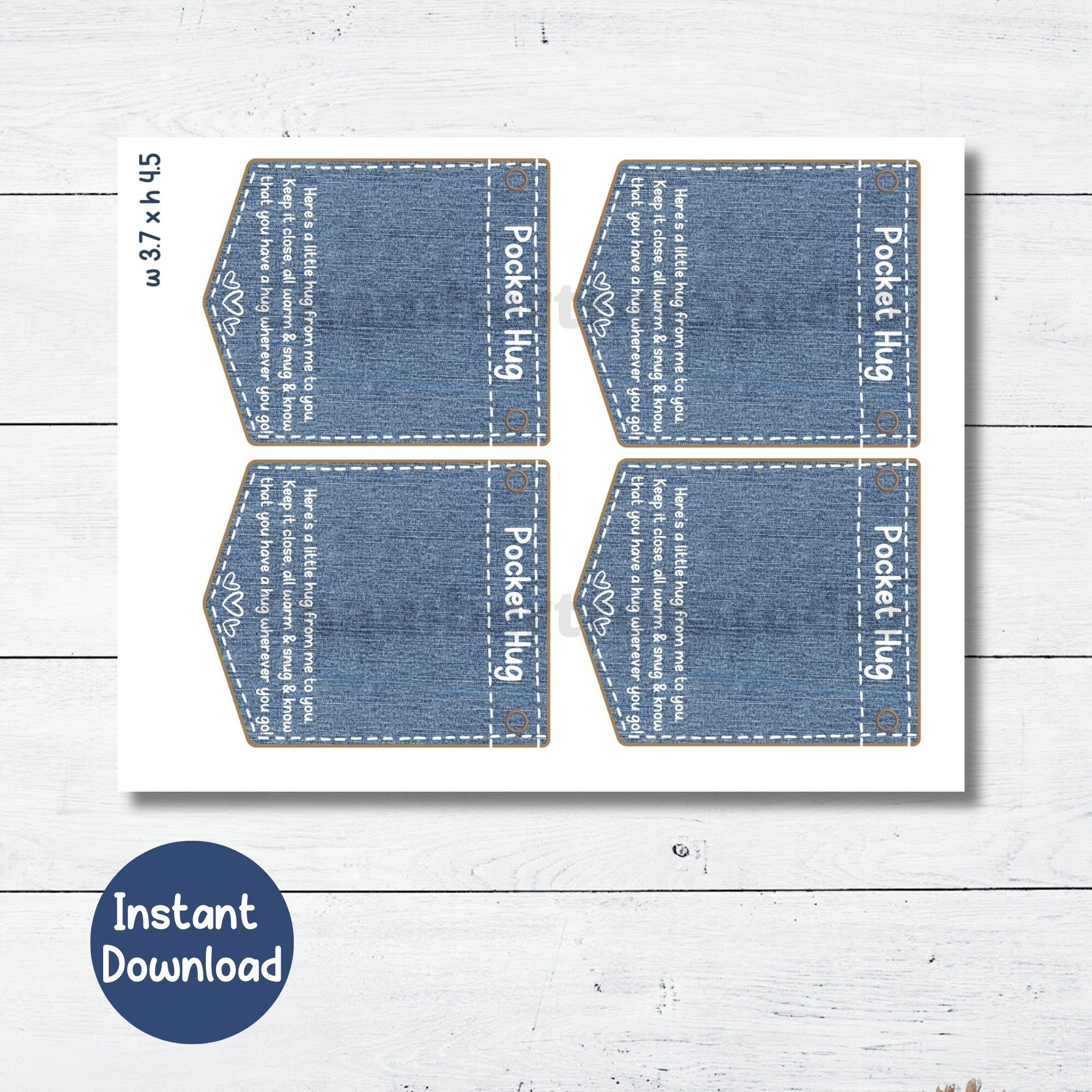 Pocket Hug Cards, Pocket Heart Holder, Printable Hug Holder Card ...