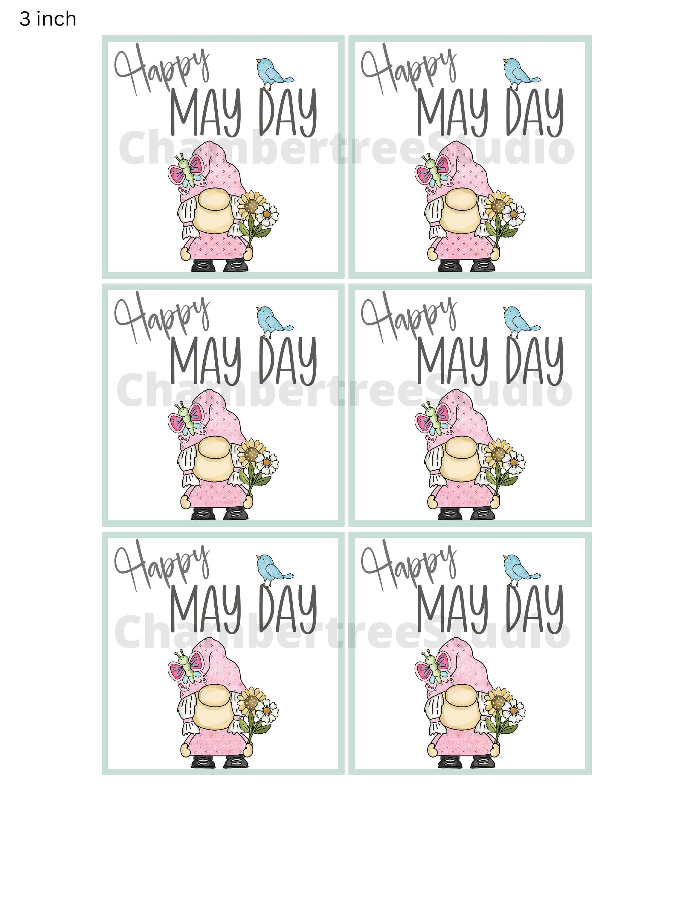 May Day Tags, Spring Gift Tag, 2", 3" & 4" Sizes, Printable May Day ...