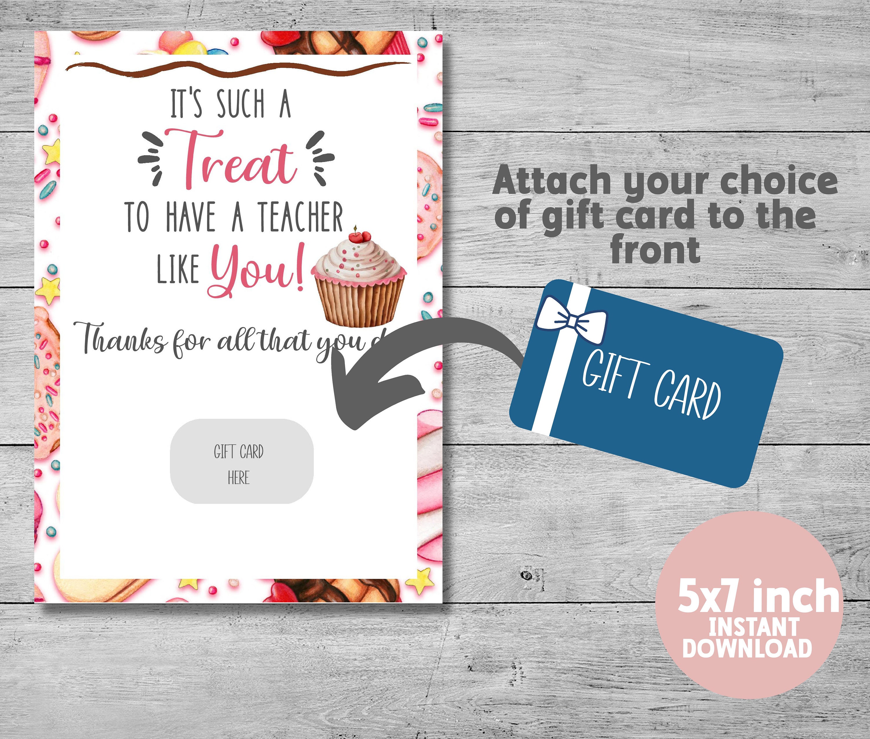 Teacher Appreciation Week Gift Card Holder, Printable Thank You Card ...