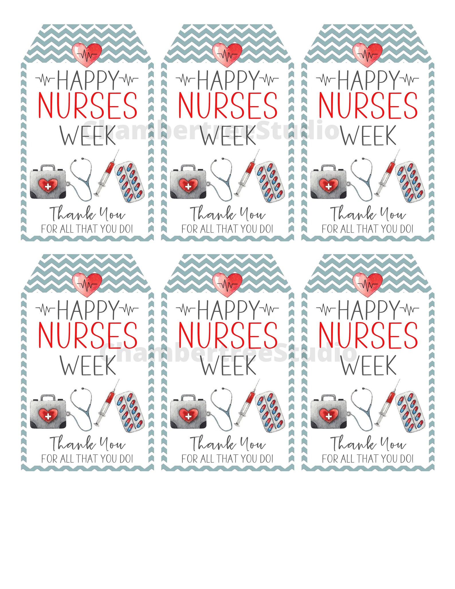 Nurses Week Appreciation Gift Tag, Thank You for All You Do, School ...