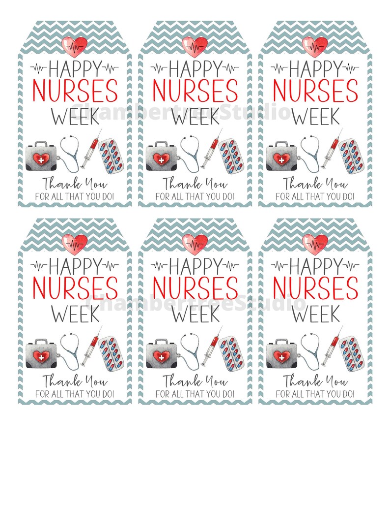 Nurses Week Appreciation Gift Tag, Thank You for All You Do, School ...