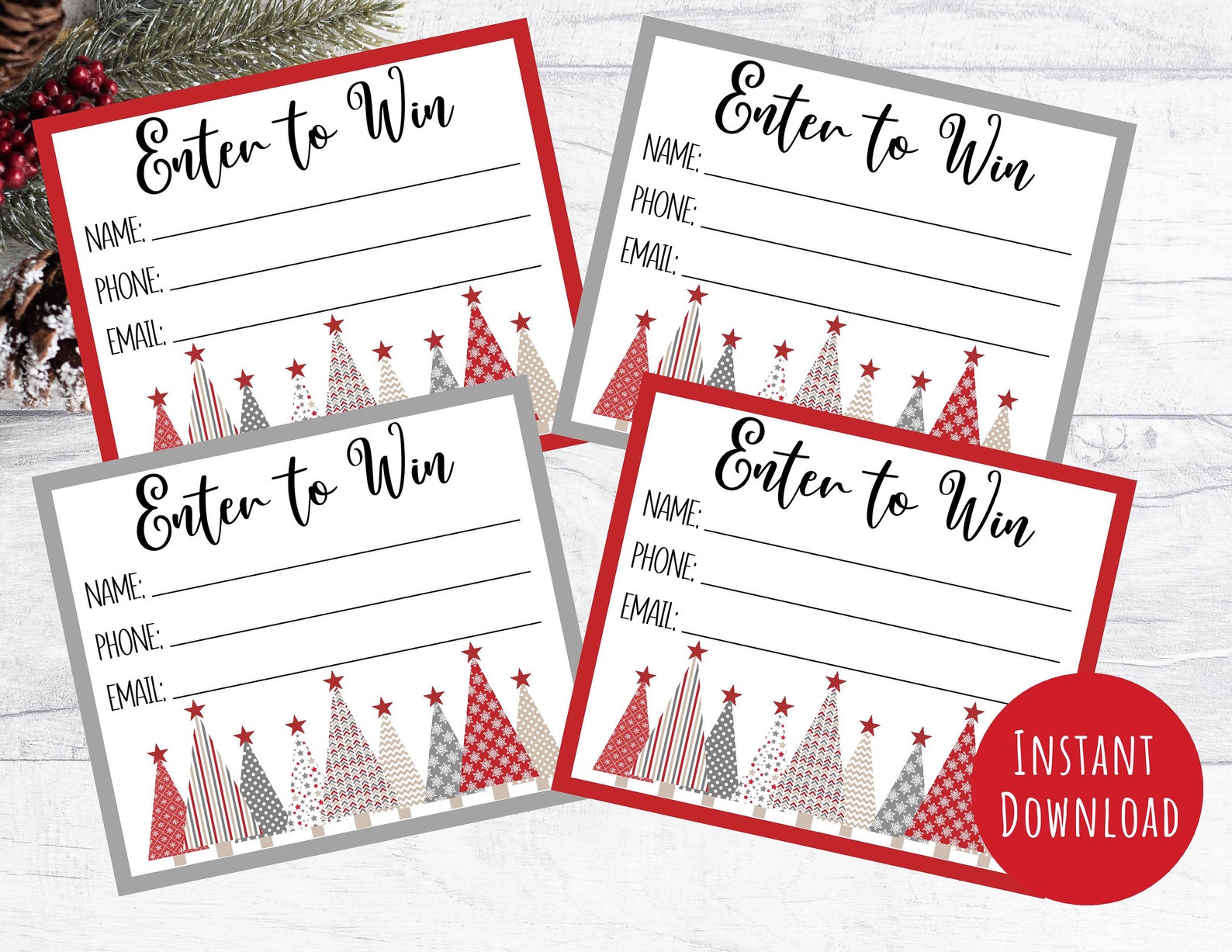 Christmas Enter to Win Tickets, 3x3.5 Size Cards, School Fundraiser ...