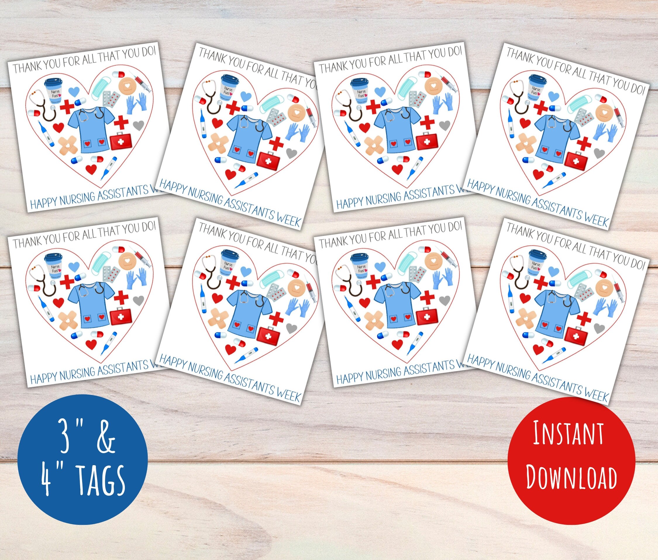 CNA Week Appreciation Gift Tag, 3 and 4 Tags, Happy CNA Week, Certified ...