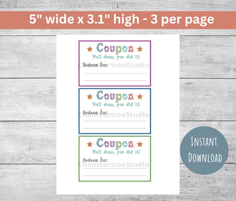 Reward Cards for Kids, Printable Good Behavior Coupons, Redeem Coupon ...