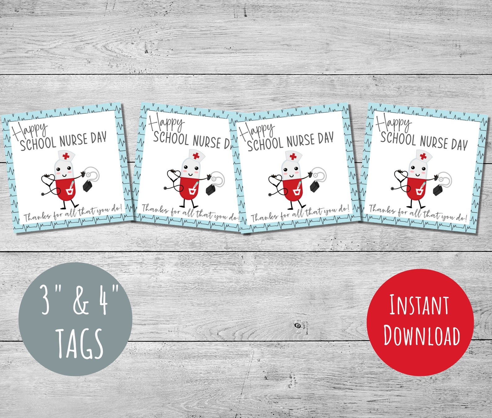 School Nurse Day Appreciation Gift Tag, Printable Thank You ...