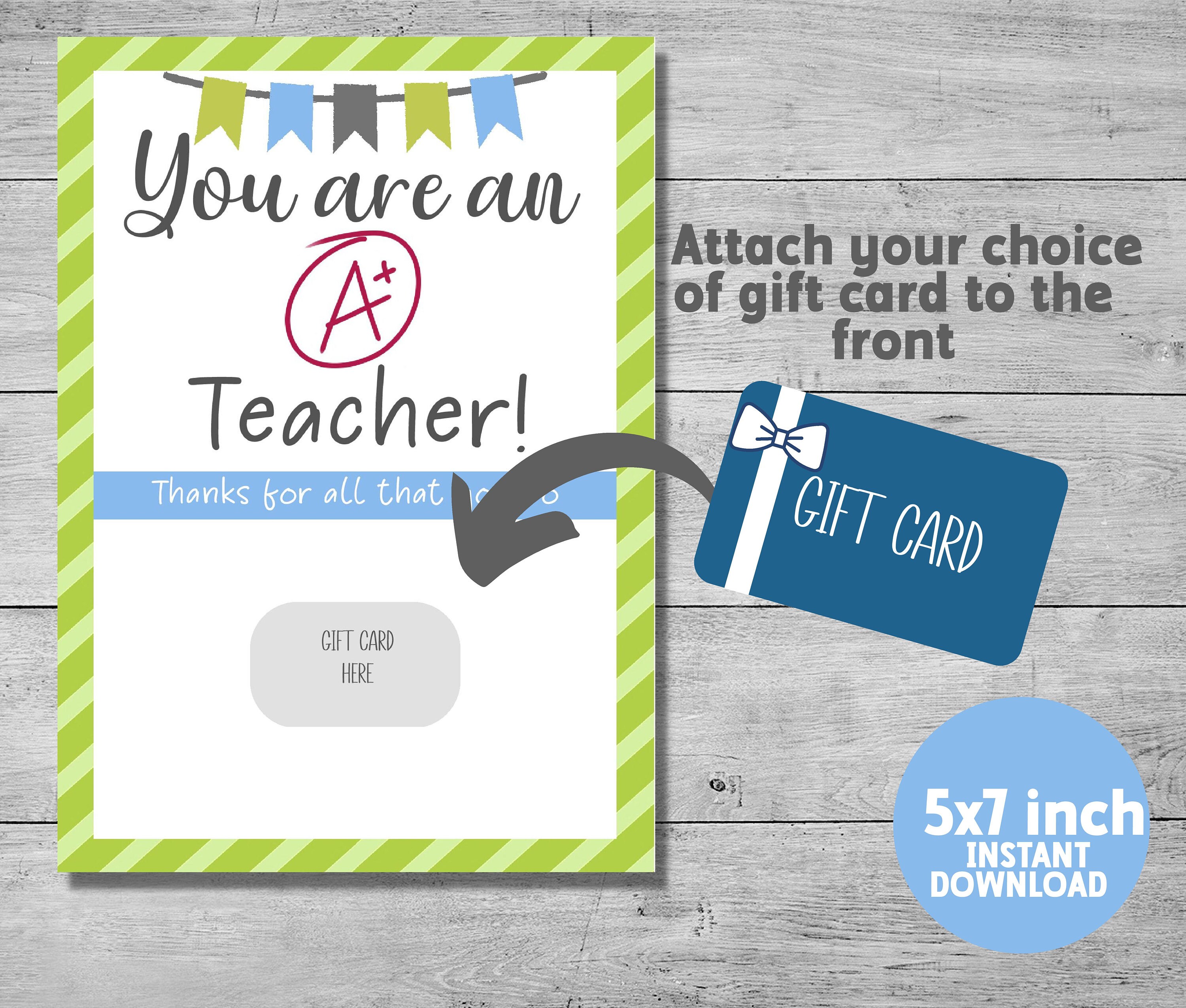 Teacher Appreciation Week Gift Card Holder, Printable Thank You Card ...