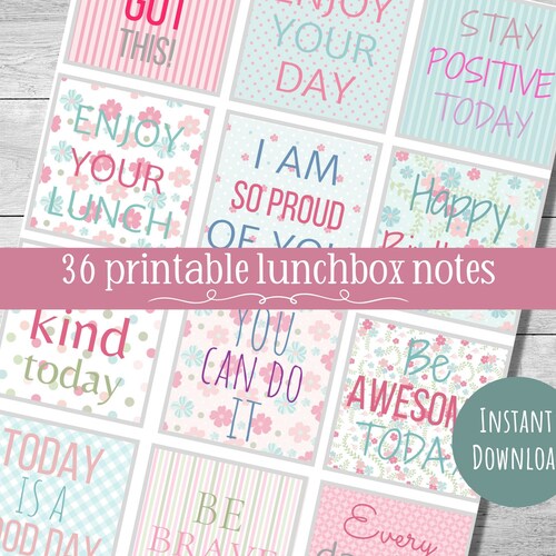 Back to School Gift Lunchbox Notes Printable Affirmation - Etsy