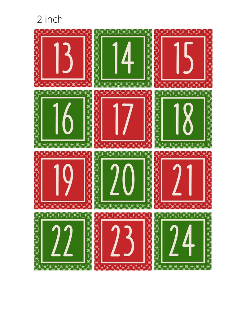 Advent Calendar Numbers, 1.5 & 2, DIY Advent Calendar Kit, Printable ...