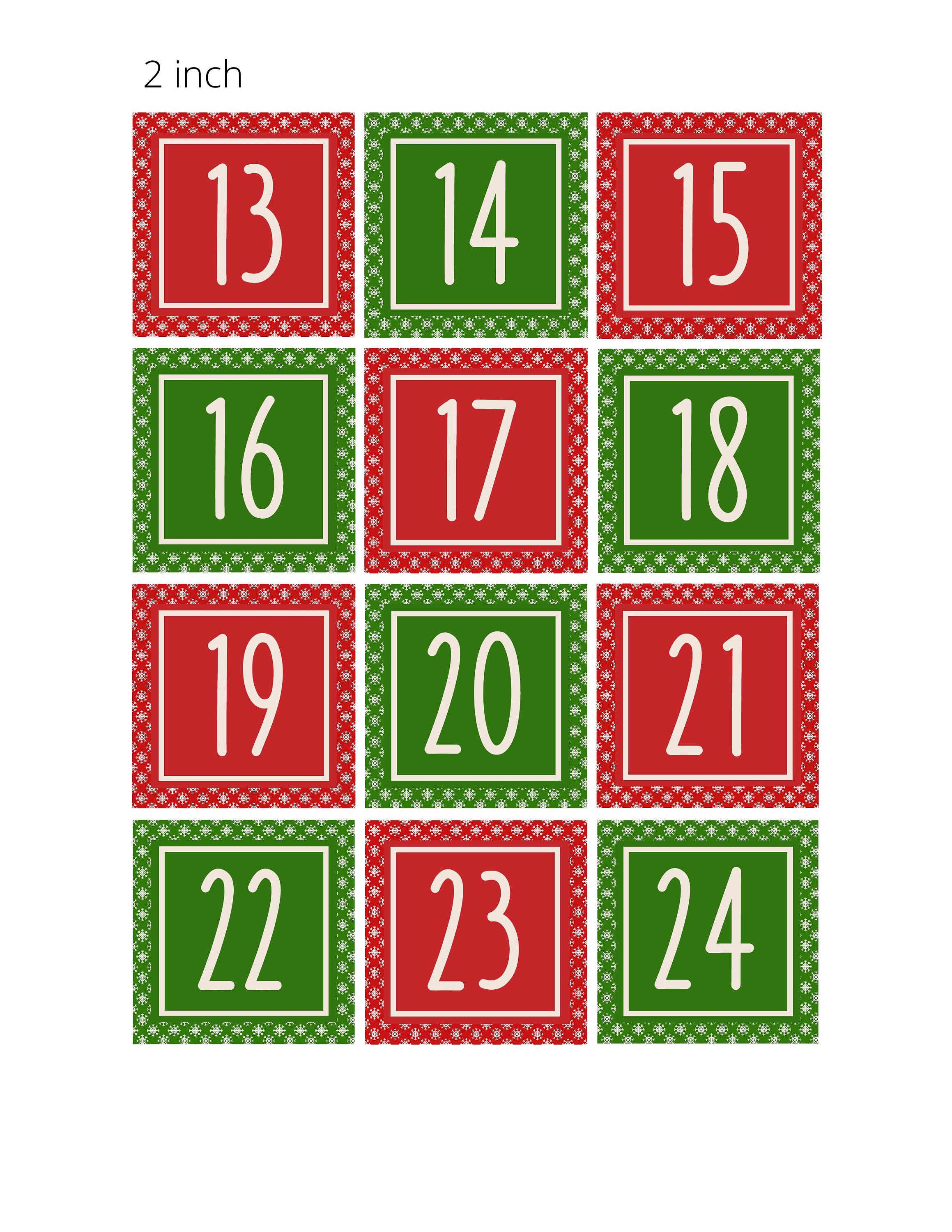 Advent Calendar Numbers, 1.5" & 2", DIY Advent Calendar Kit, Printable ...