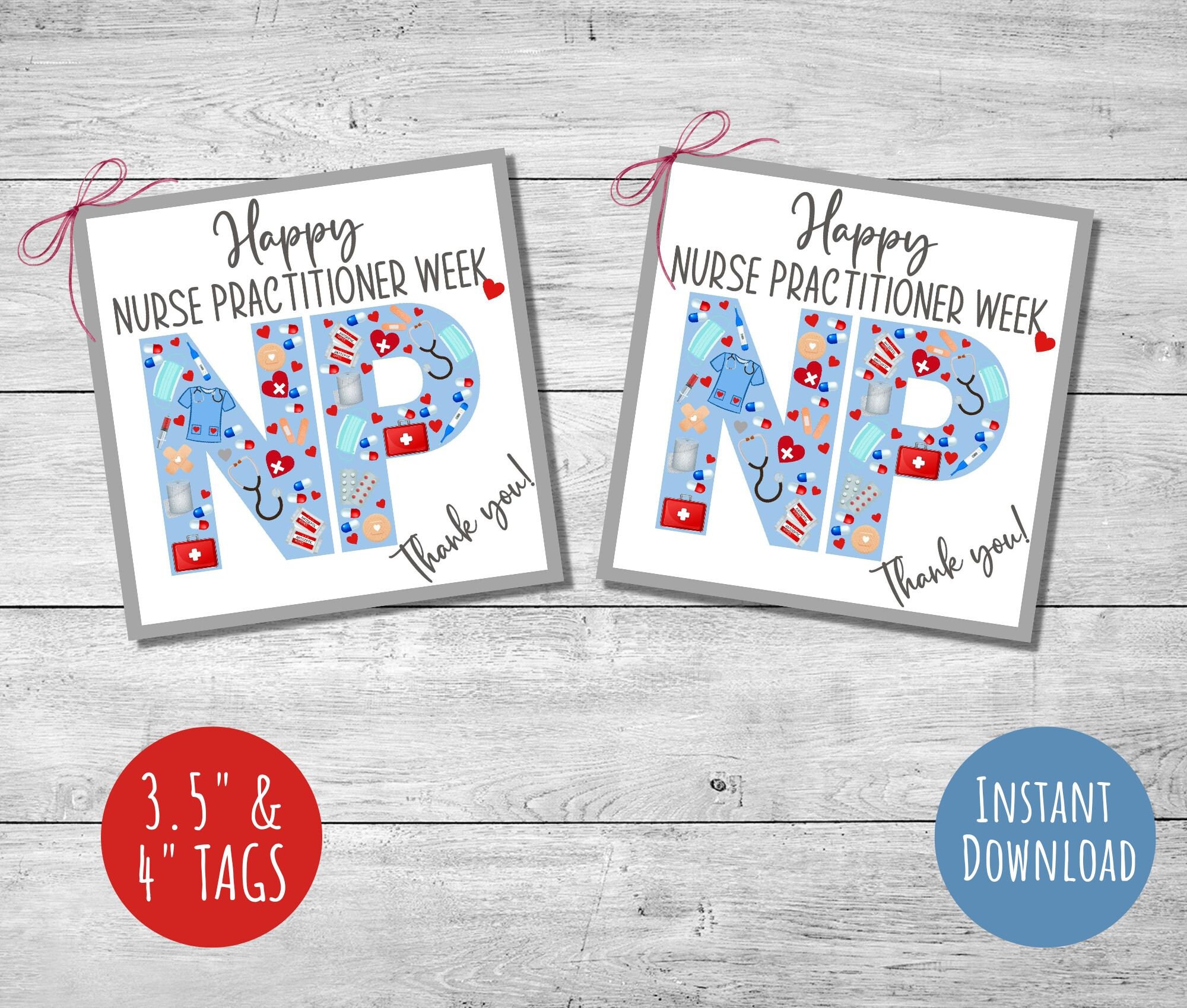 Nurse Practitioner Week Gift Tag, Appreciation Tags for Nurses, 3.5 & 4 ...