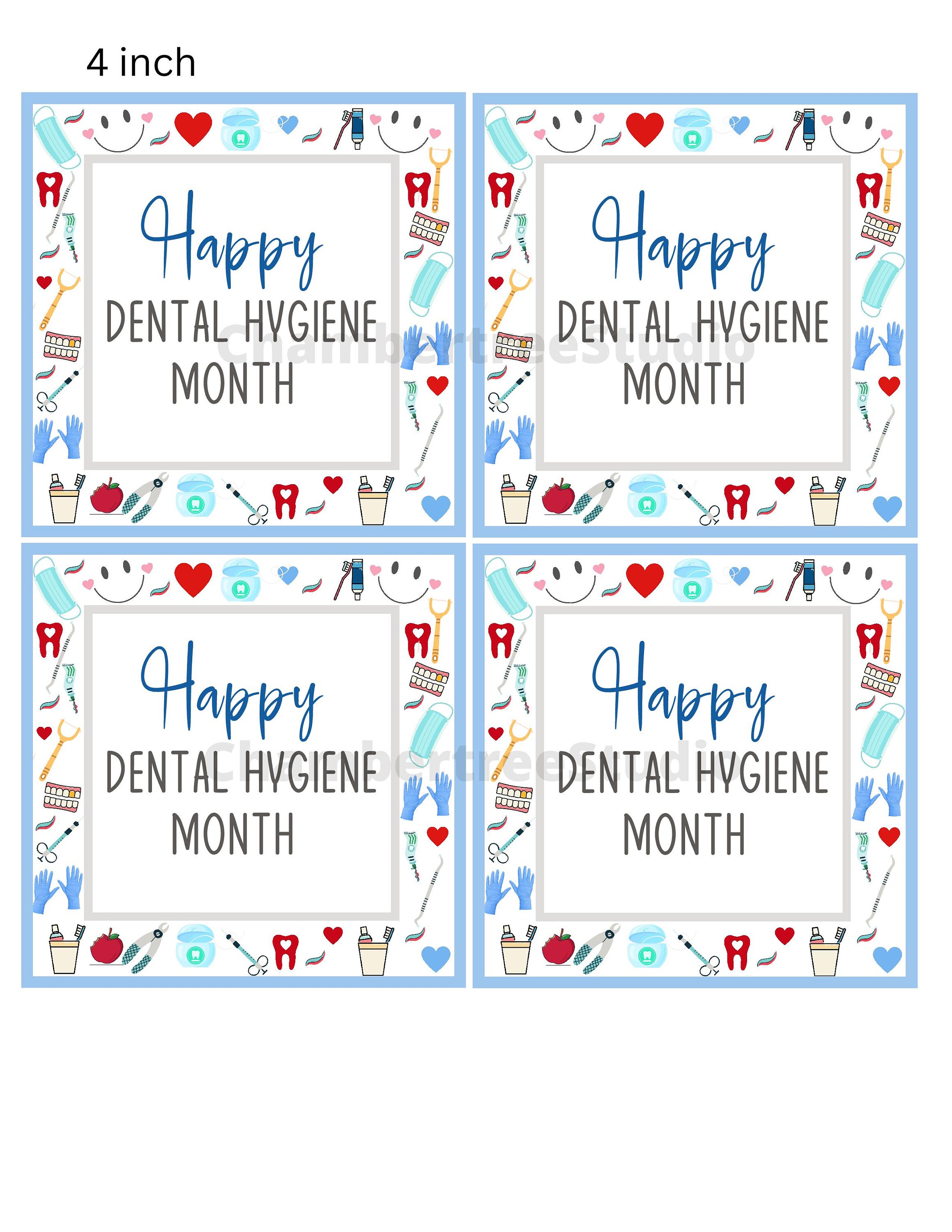 Dental Hygiene Month Gift Tag, Dental Hygiene Appreciation Tags, 3.5 ...
