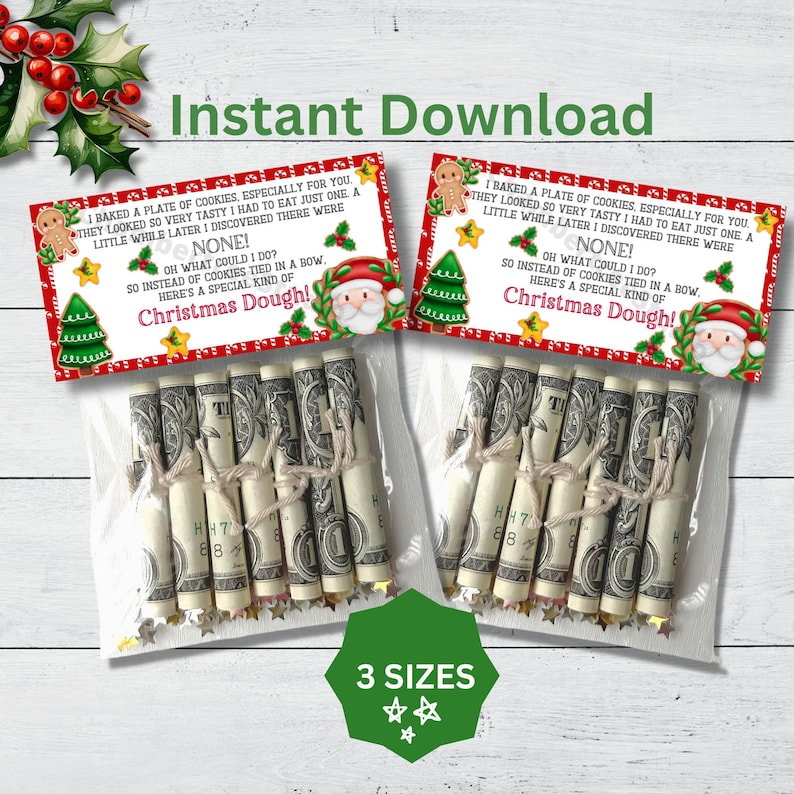 Christmas Money Holder, Christmas Dough Treat Bag, Secret Santa ...