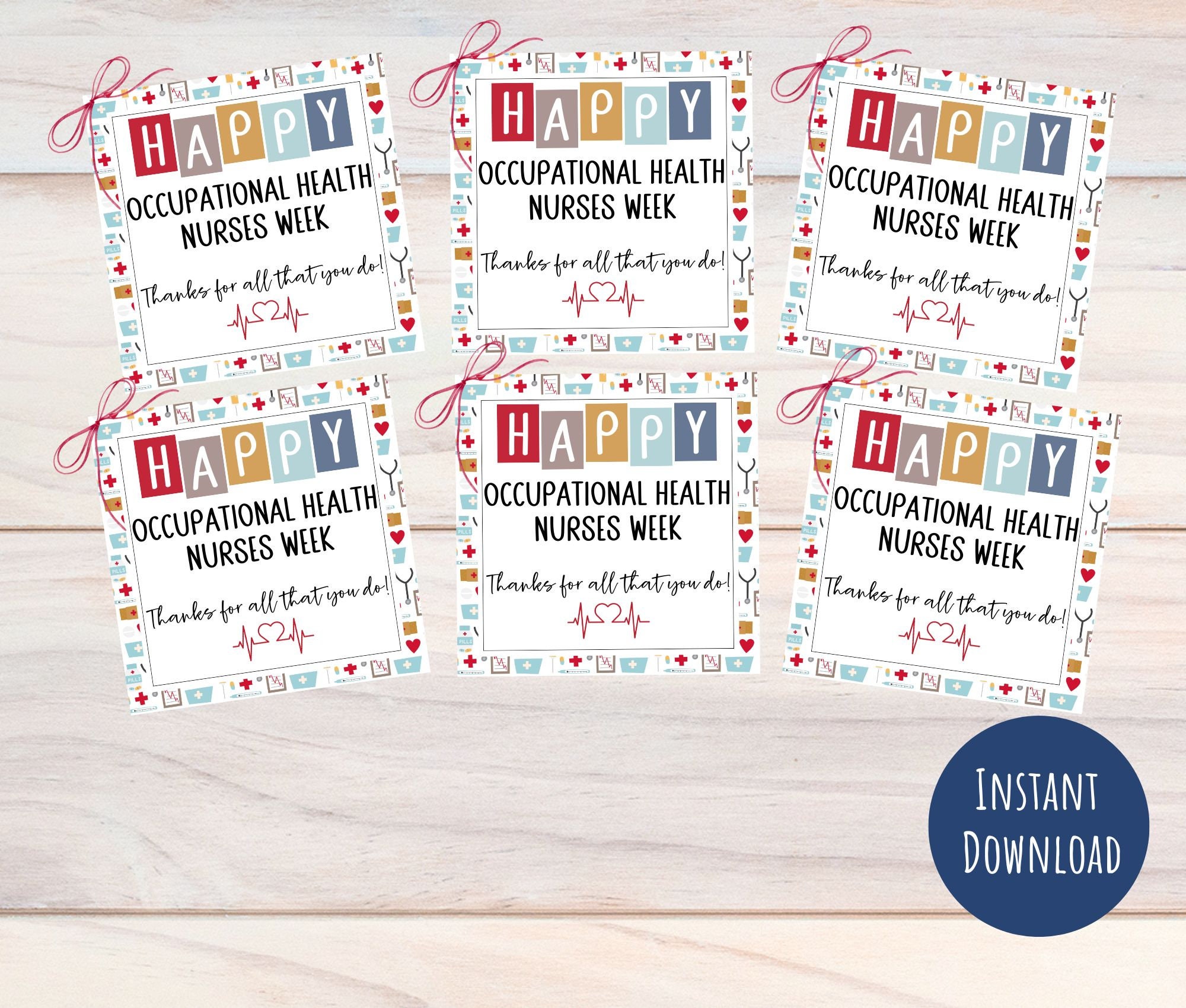 Occupational Health Nurses Week Gift Tag, OHN Week, 3" and 4" Gift Tags ...