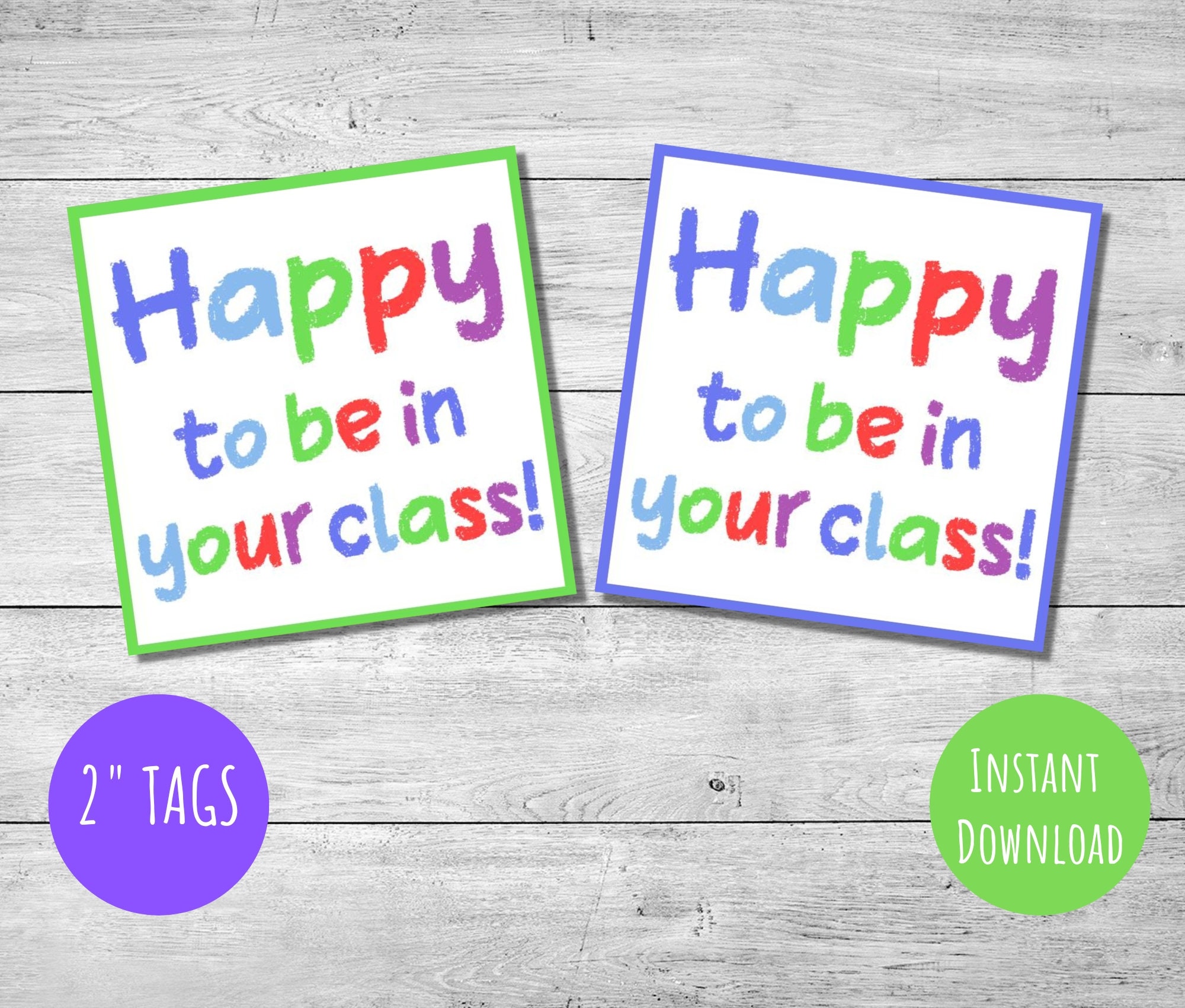 Happy to Be in Your Class Tag, Teacher Appreciation Gift Tag, 2 Size ...
