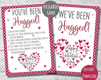 You've Been Hugged, Neighbor Game, Valentine's Day Printable ...