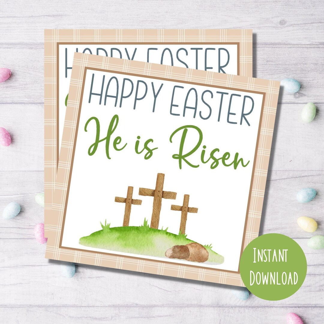 He is Risen Gift Tag, Printable Easter Tags, Cupcake Toppers, Easter ...