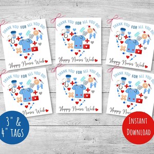 Nurse Week Appreciation Gift Tag, 3" and 4" Tags, Happy Nurses Week ...