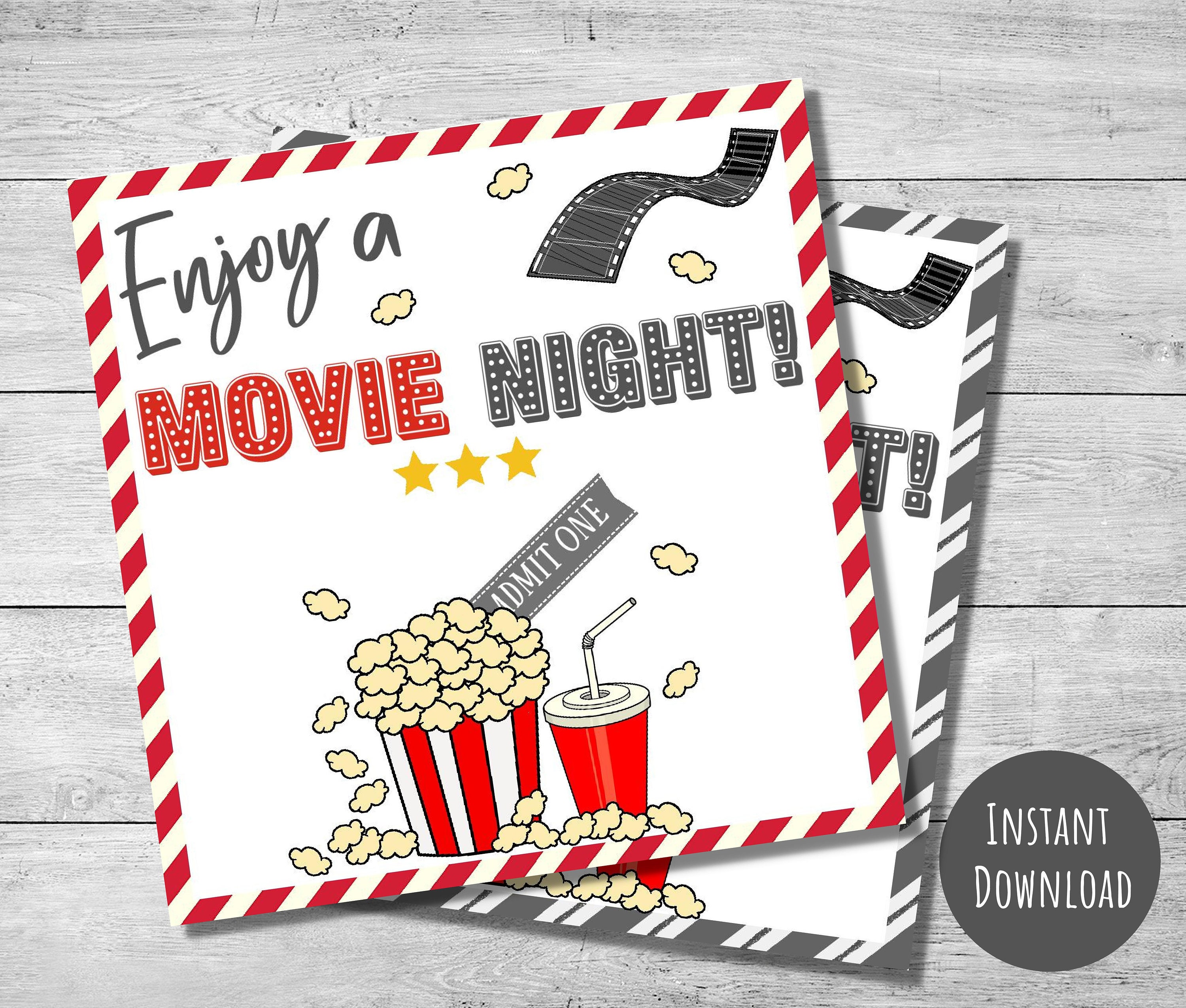 Movie Night Gift Card Tag, Teacher Appreciation Week Thank You, Last ...