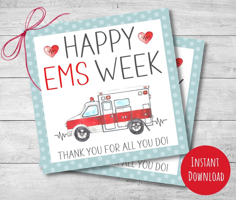 EMS Week Gift Tag, Happy Emergency Medical Services Week, EMT Appreciation, Gift for Paramedics ...
