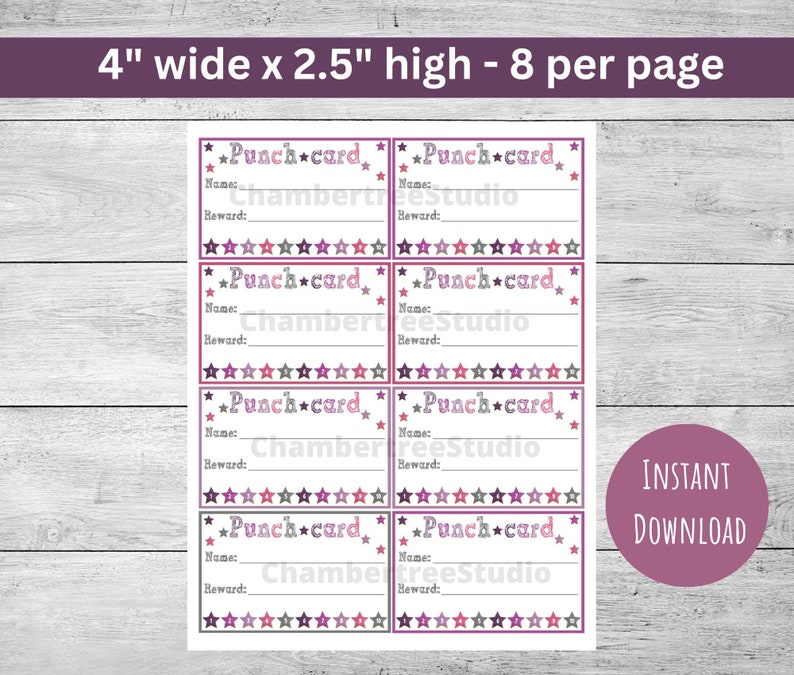 Punch Card for Kids, Printable Reward Cards for Classroom, Pink Good ...