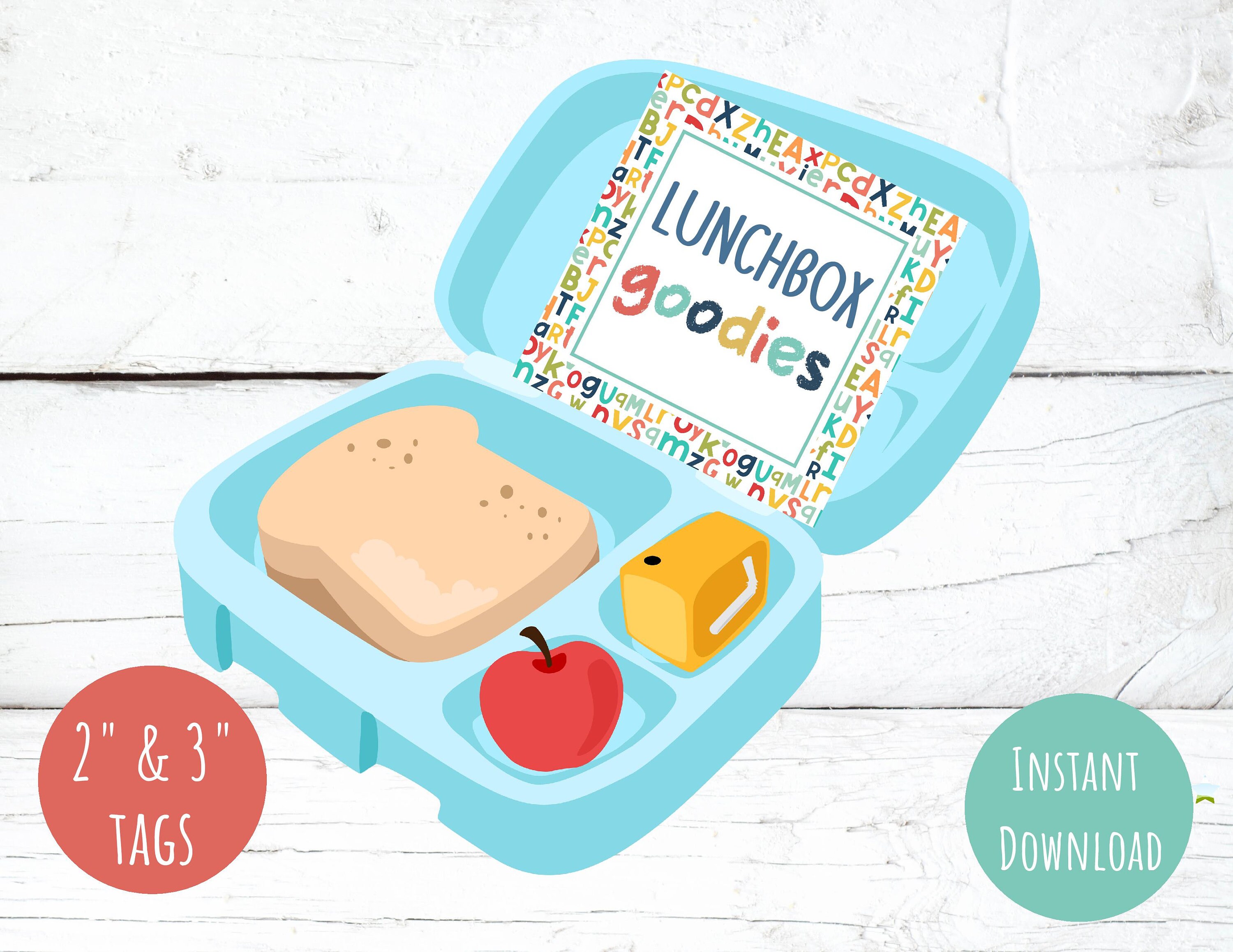 Printable Lunchbox Tags, 2 and 3 Square Cookie Tag, Kids Lunchbox Notes ...
