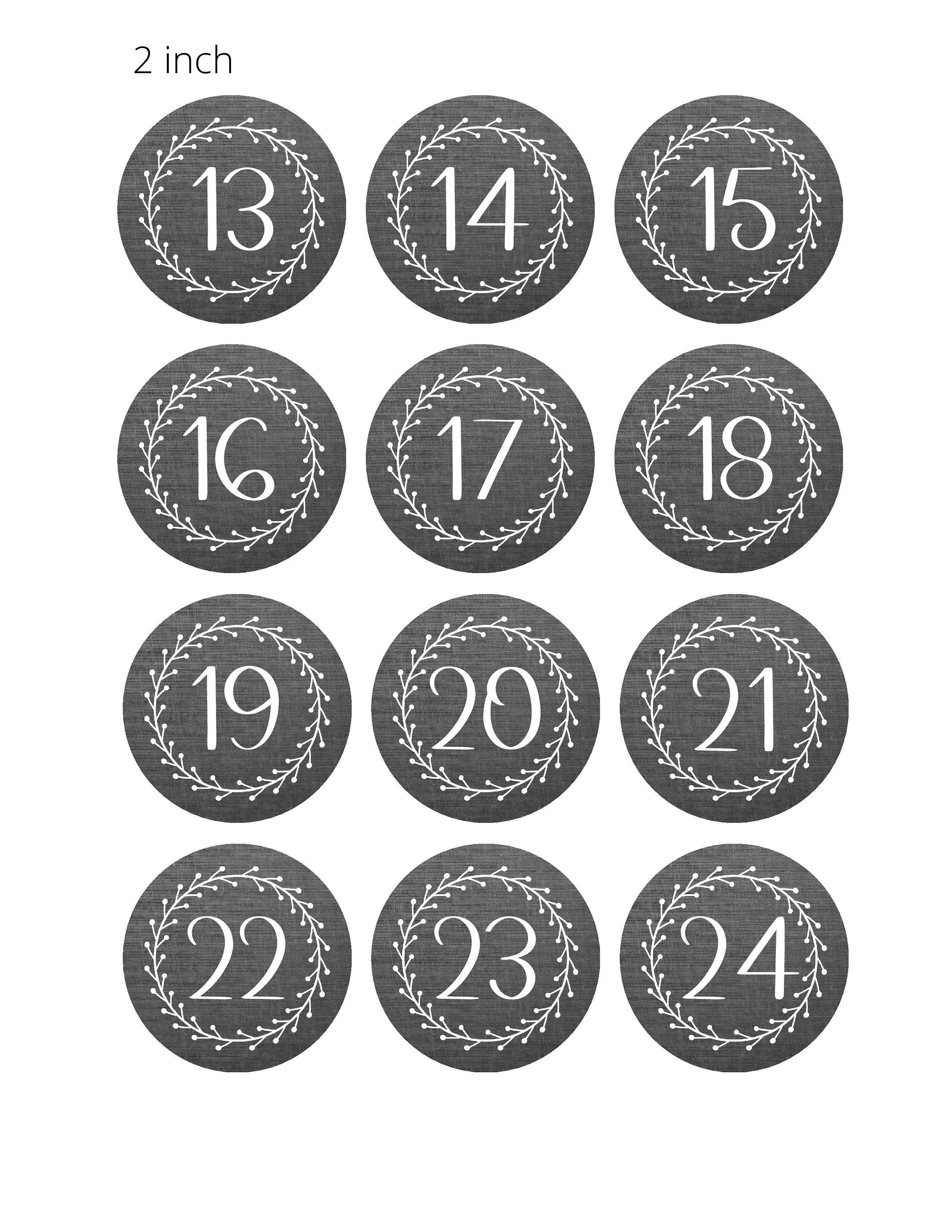 Advent Calendar Numbers, 2 Circles, DIY Advent Calendar Kit, Printable ...