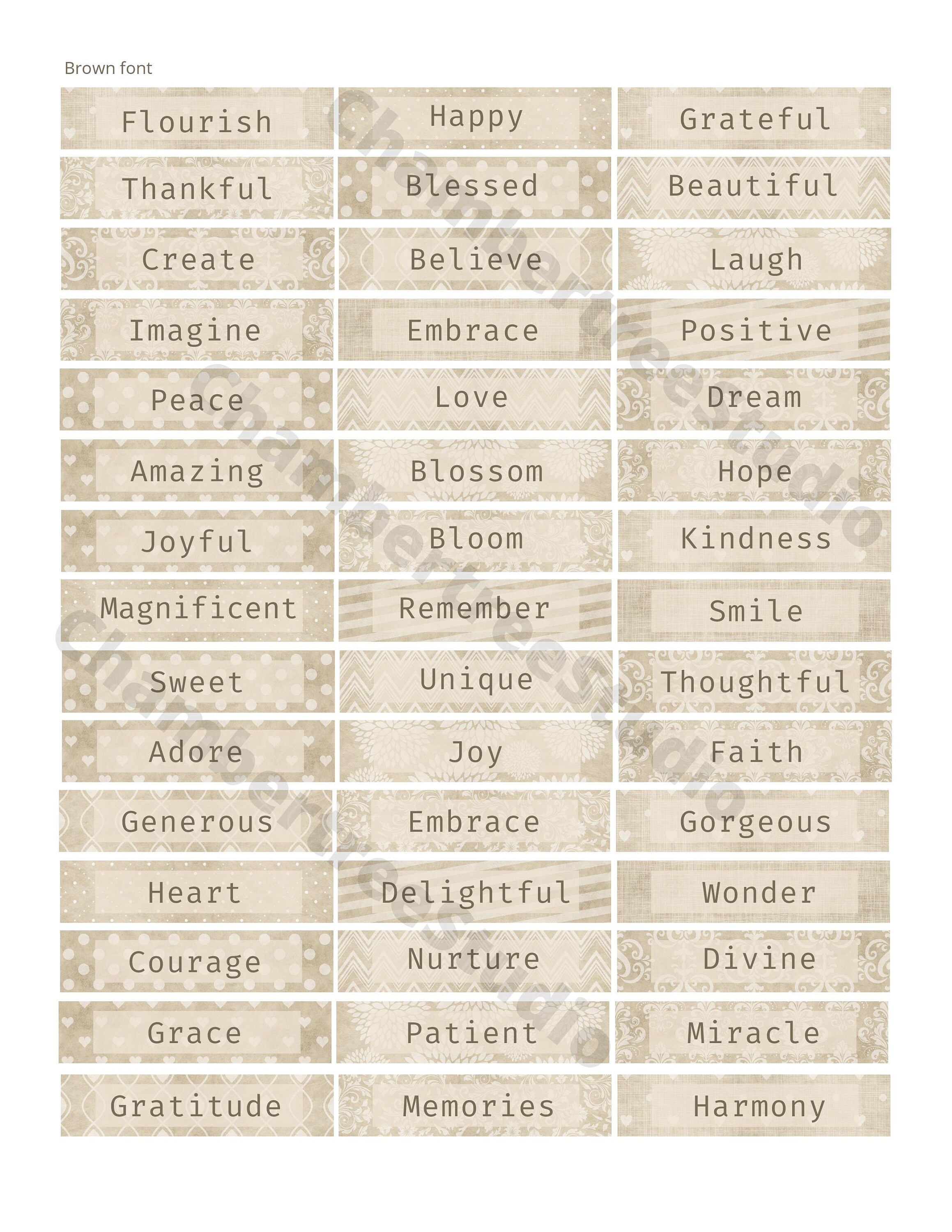 Junk Journal Words, Word Sentiments, Junk Journal Ephemera, Printable ...